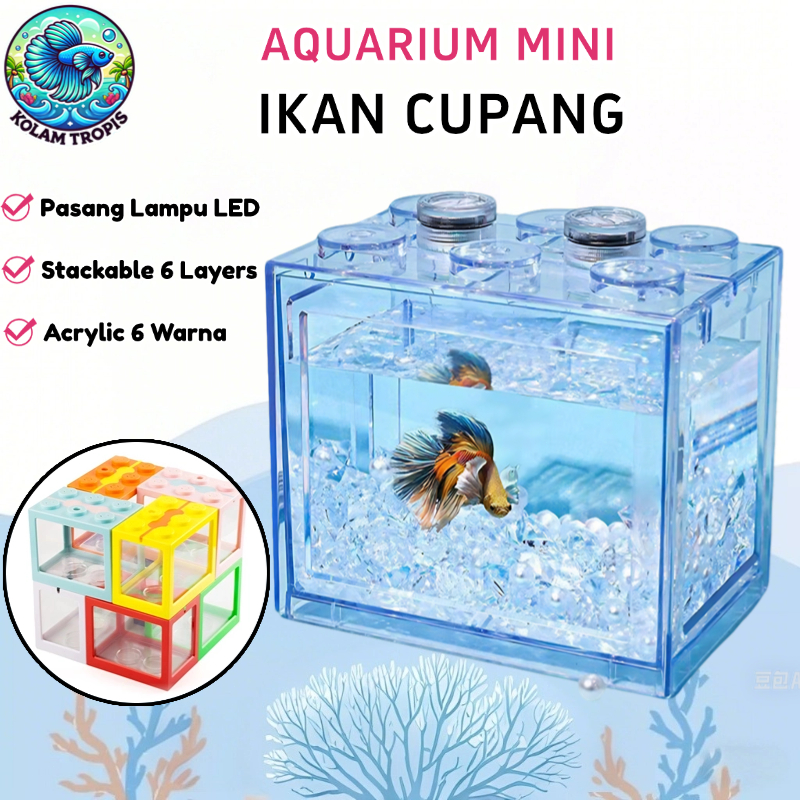 Jual Aquarium Mini Lego Ikan Cupang Stackable 6 Warna - Bisa Pasang ...