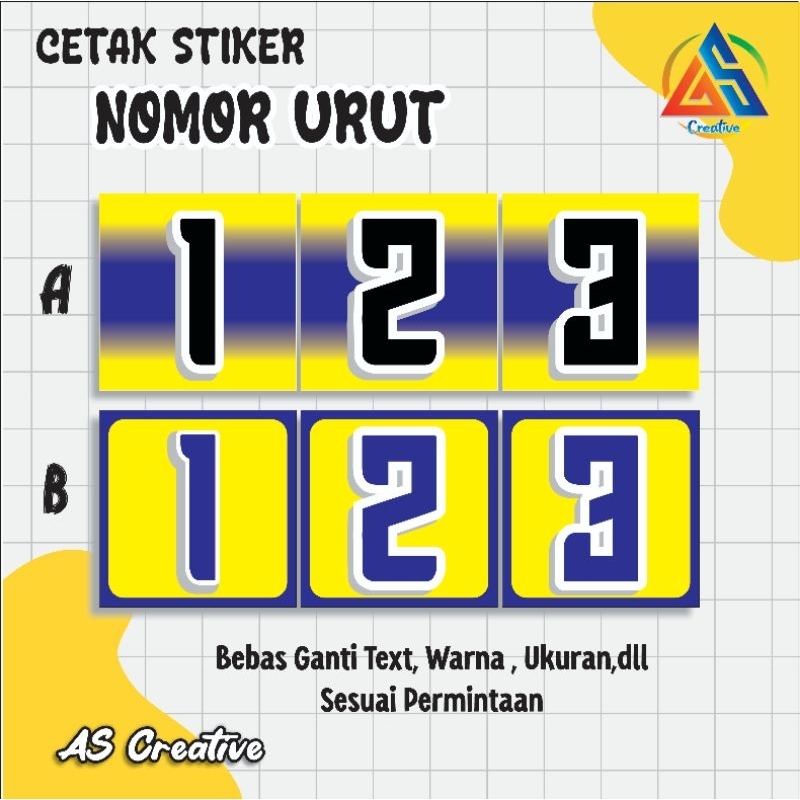Jual Cetak Stiker Angka, Nomor Urut Custom | Shopee Indonesia