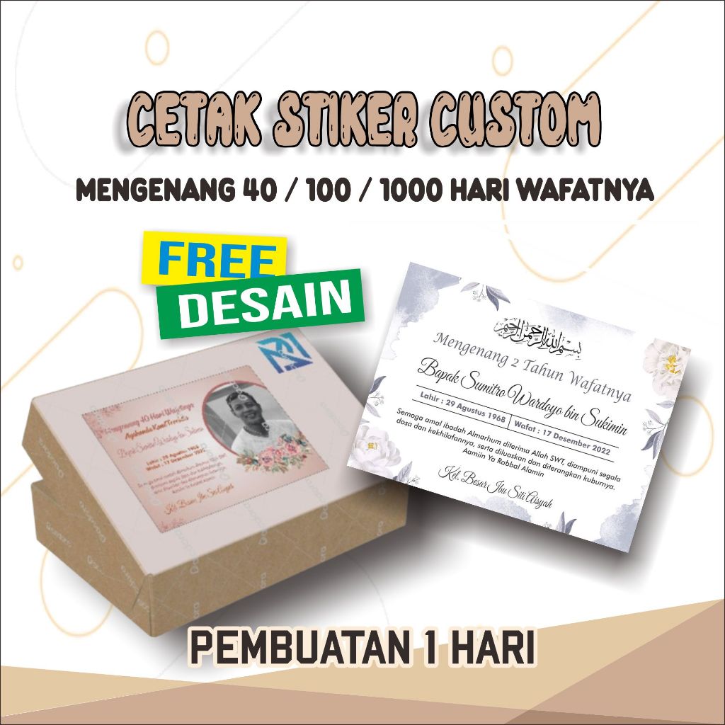Jual Cetak Stiker Custom Peringatan Haul dan Tahlilan, Mengenang 40 ...