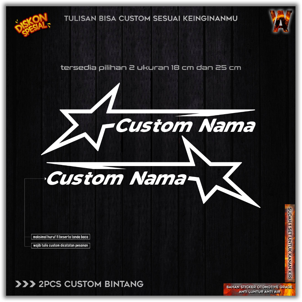 Jual stiker bintang custom dapat 2pcs sticker untuk body motor beat ...