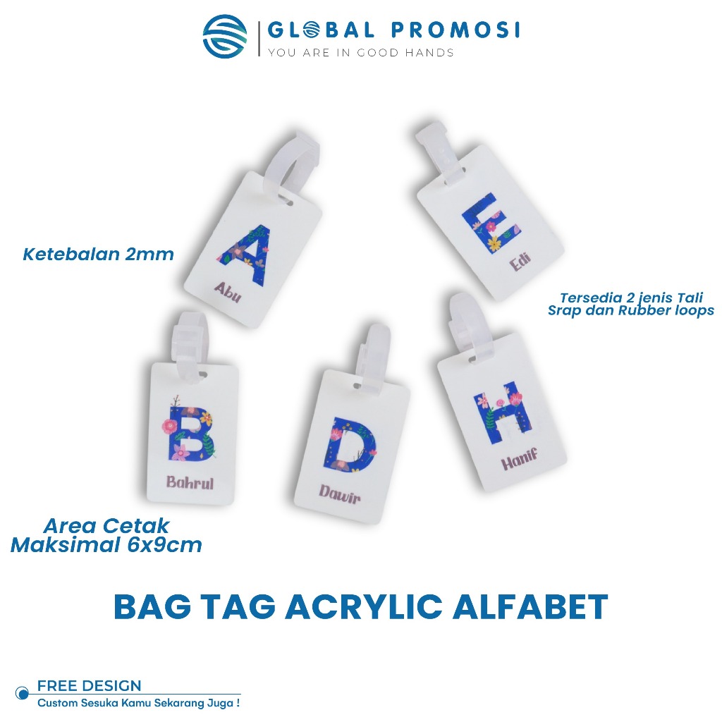 Jual Bag Tag Akrilik Custom Alfabet / Luggage Tag / Gantungan Koper ...