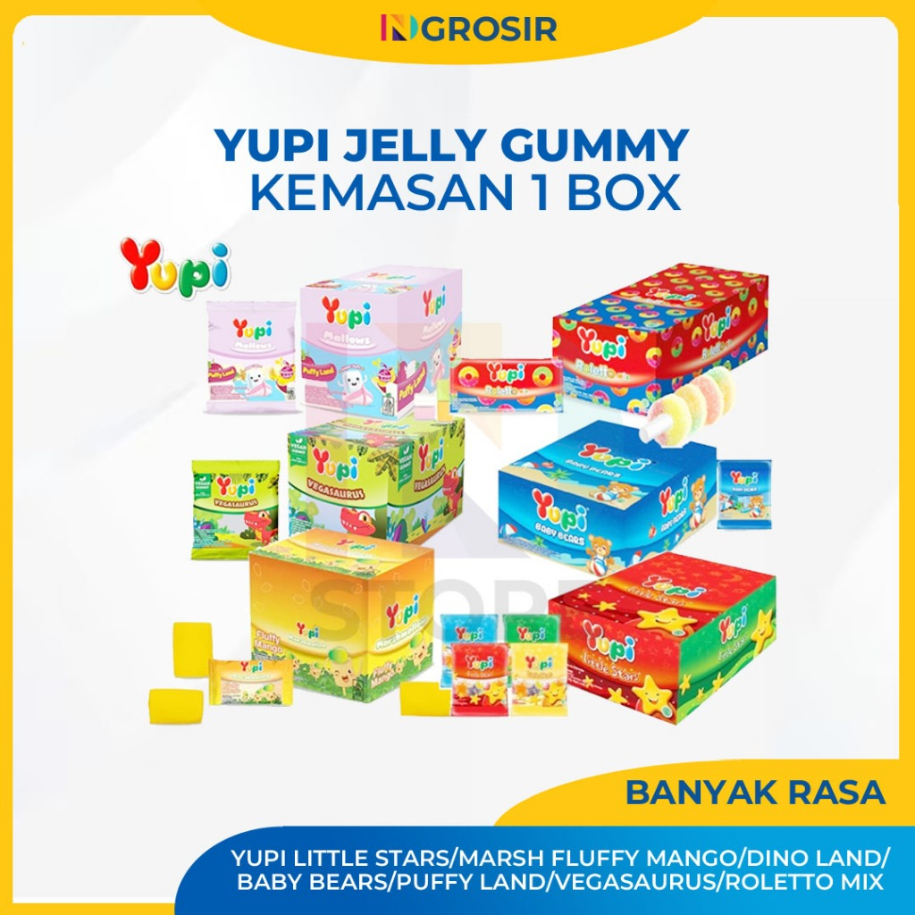 Jual Permen Yupi Little Star & Yupi Marshmallow Fluffy Mango (1 Box isi ...