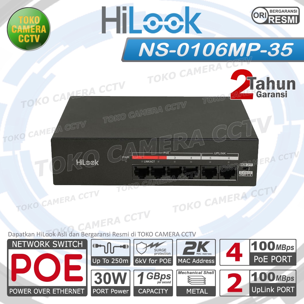 Jual SWITCH POE HILOOK NS-0106MP-35 UNMANAGED POE SWITCH 4 PORT | Shopee Indonesia