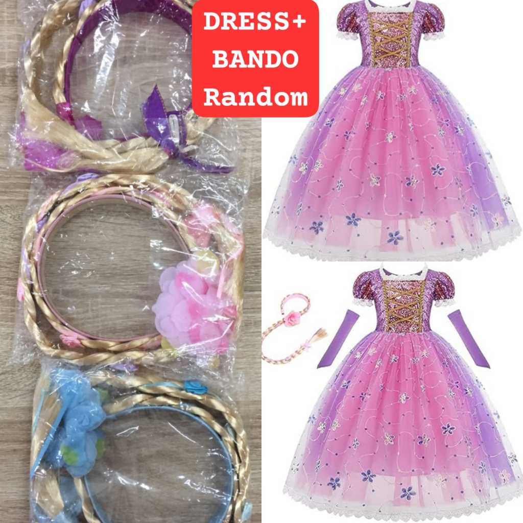 Jual Kostum Rapunzel BANDO import mewah dress disney princess pink ungu ...
