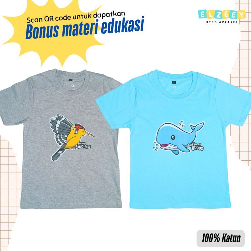 Jual Baju Kaos Distro Anak Laki-laki Gambar Kartun Hewan dalam Alquran Muslim Edukasi Cotton ...