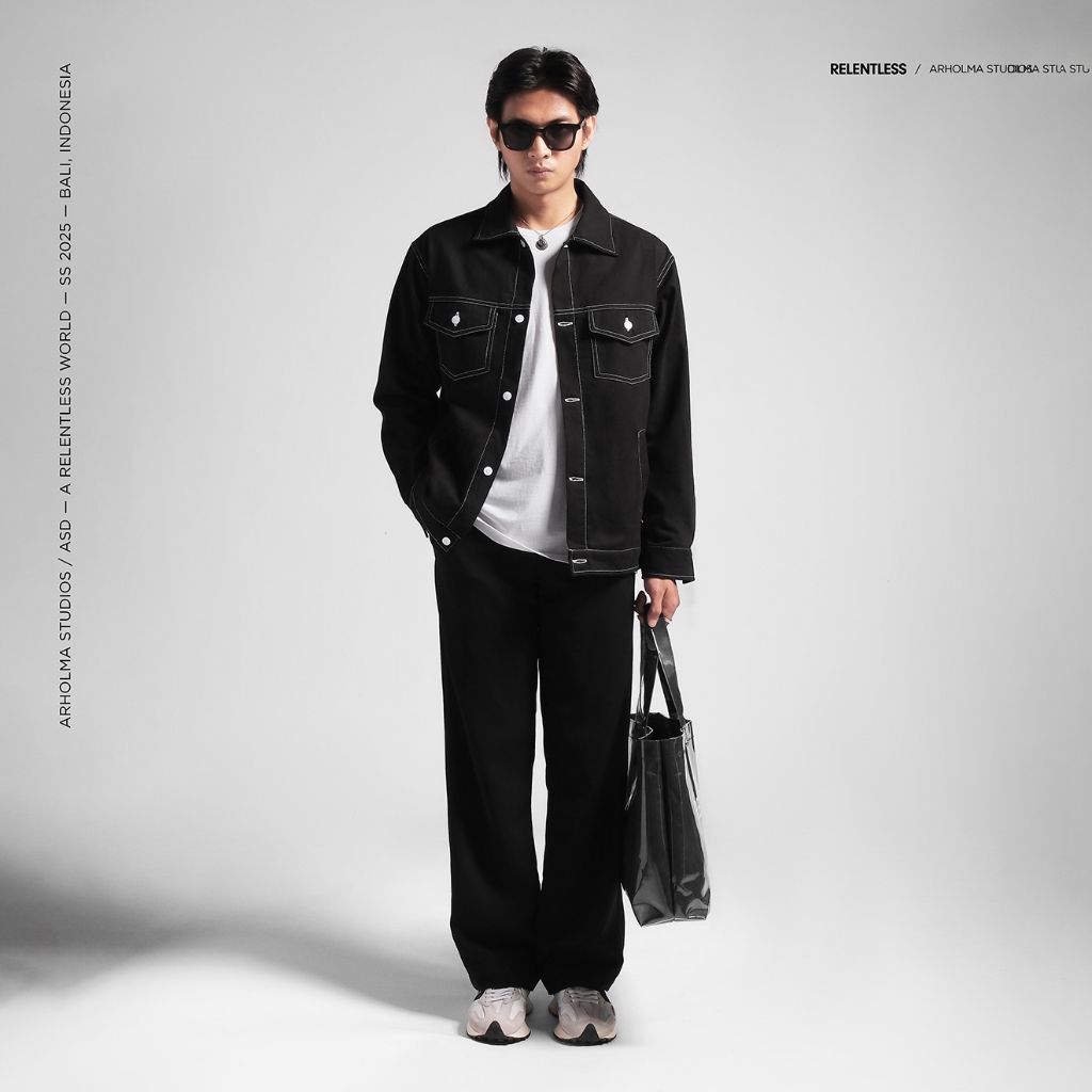 Jual Arholma Studios - Trucker Jacket 'Sylvester' Black | Shopee Indonesia