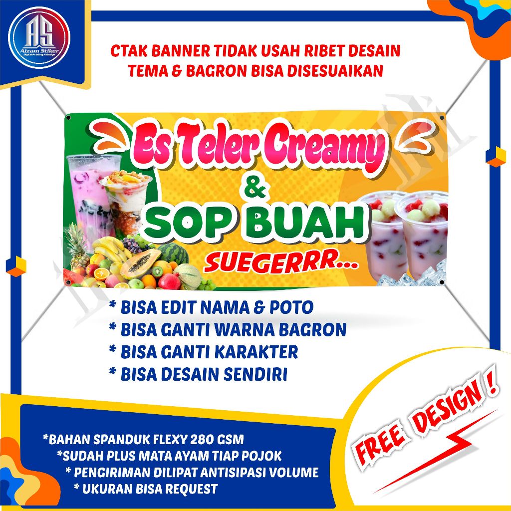 Jual Bisa COD / Spandukr Es Teler Creamy dan Sop Buah / Banner Es ...