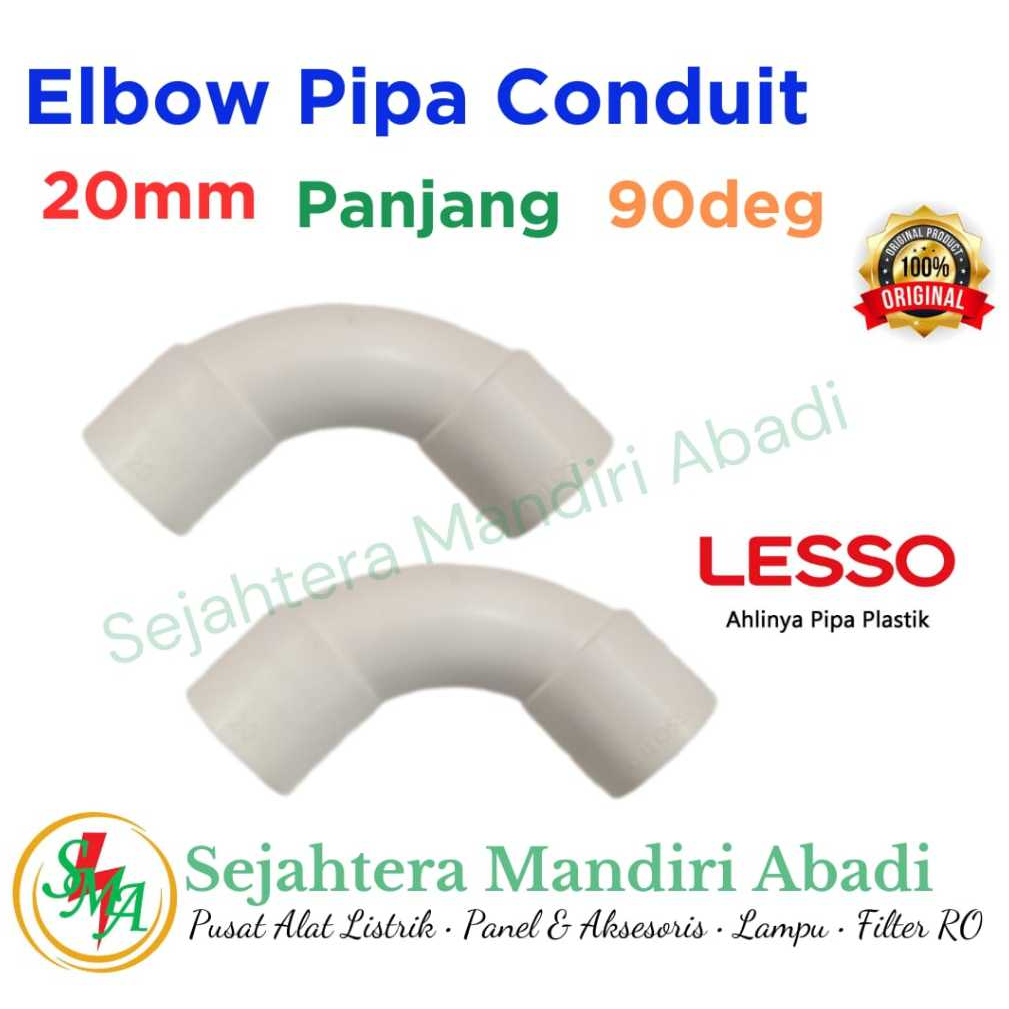 Jual Elbow Pipa Listrik 20 mm LESSO Putih Keni Knee Conduit Konduit ...