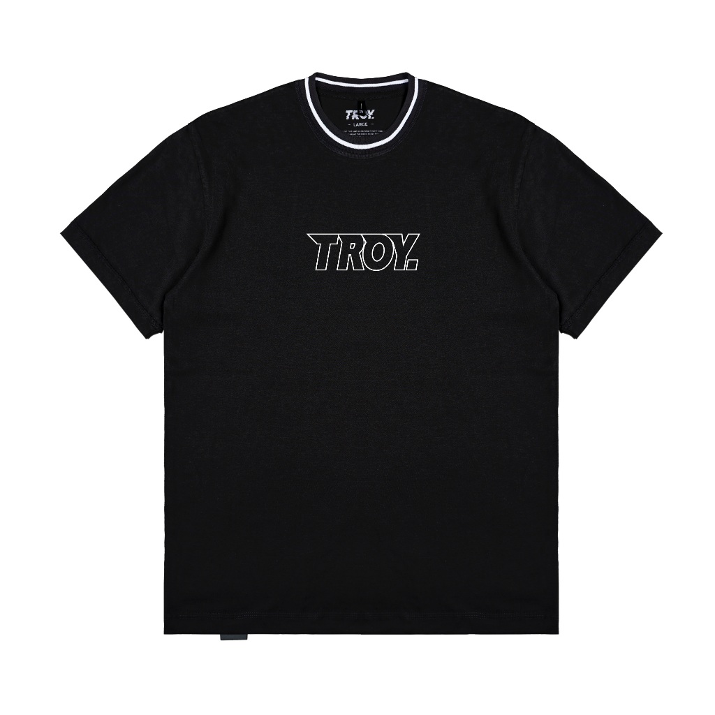 Jual Troy Company Tshirt Neck Strip Black Basic Logo - Kaos Kerah ...