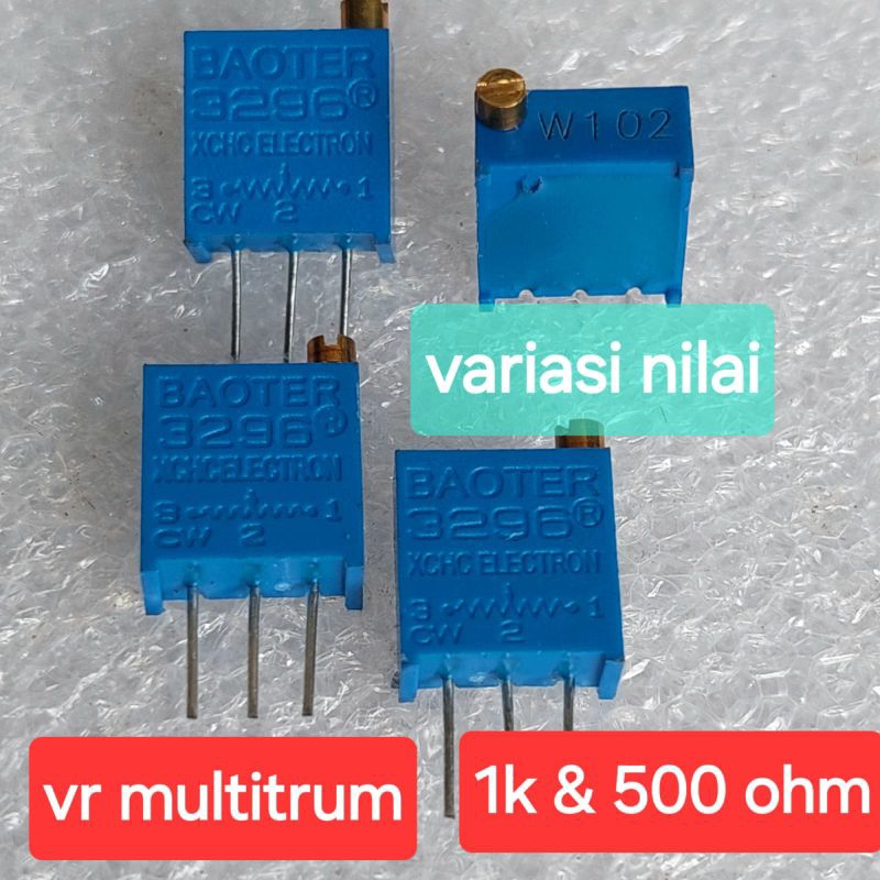 Jual Trimpot vr 501/500 ohm , 102/1k multiturn kaki lurus | Shopee ...