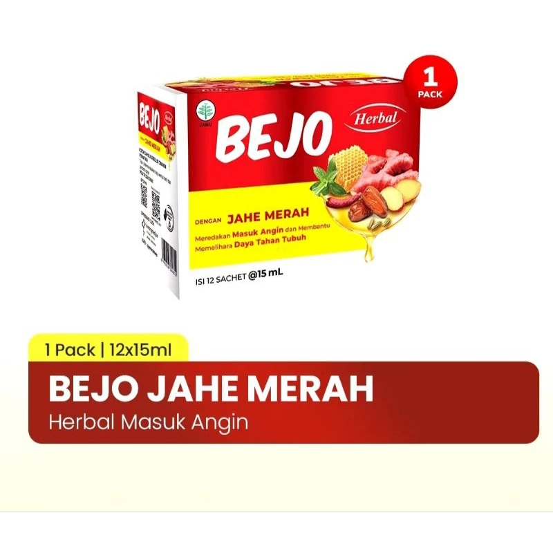 Jual Obat Herbal | Bejo Jahe Merah Herbal Masuk Angin 1 Pack (12 Sachet ...