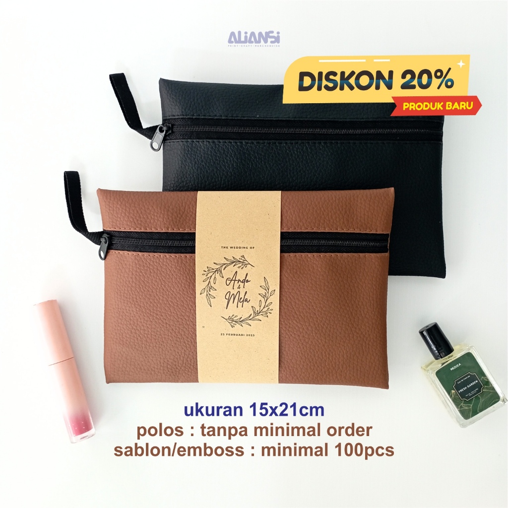 Jual SOUVENIR POUCH DOMPET BAHAN VINYL KULIT SINTETIS BISA CUSTOM NAMA ...