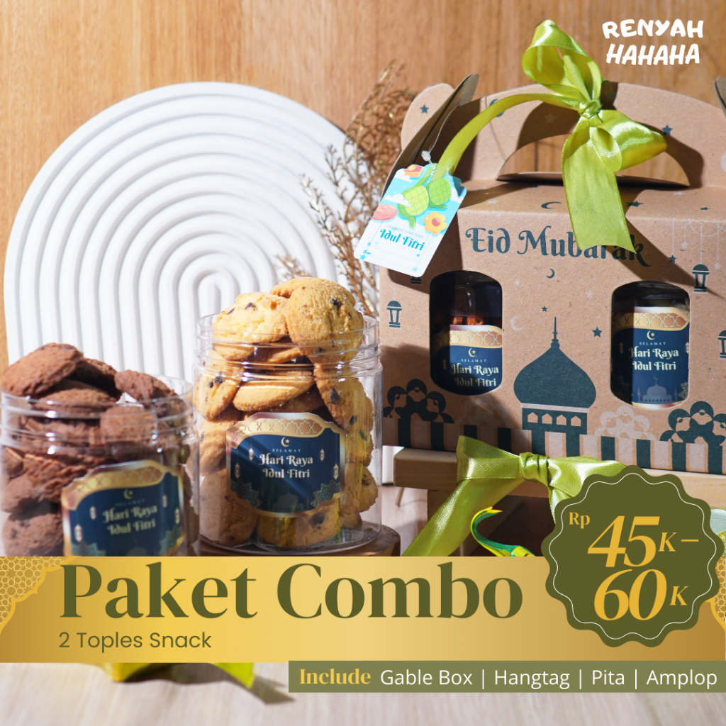 Jual Hampers Lebaran Idul Fitri / Parcel Lebaran - Combo Isi 2 Toples Kue Kering, Basreng Pedas ...