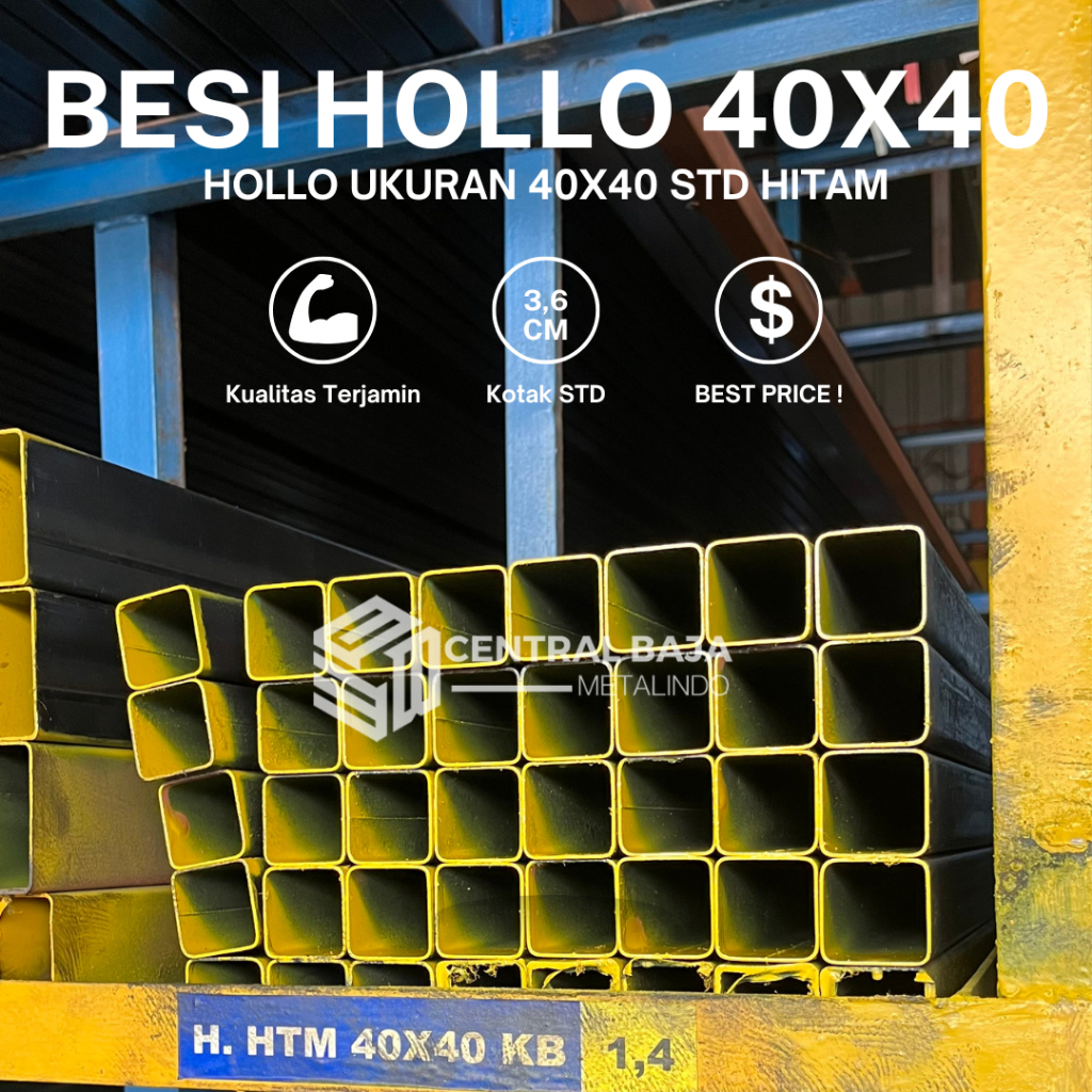 Jual Besi hollo 40x40 Hitam kotak std | Shopee Indonesia