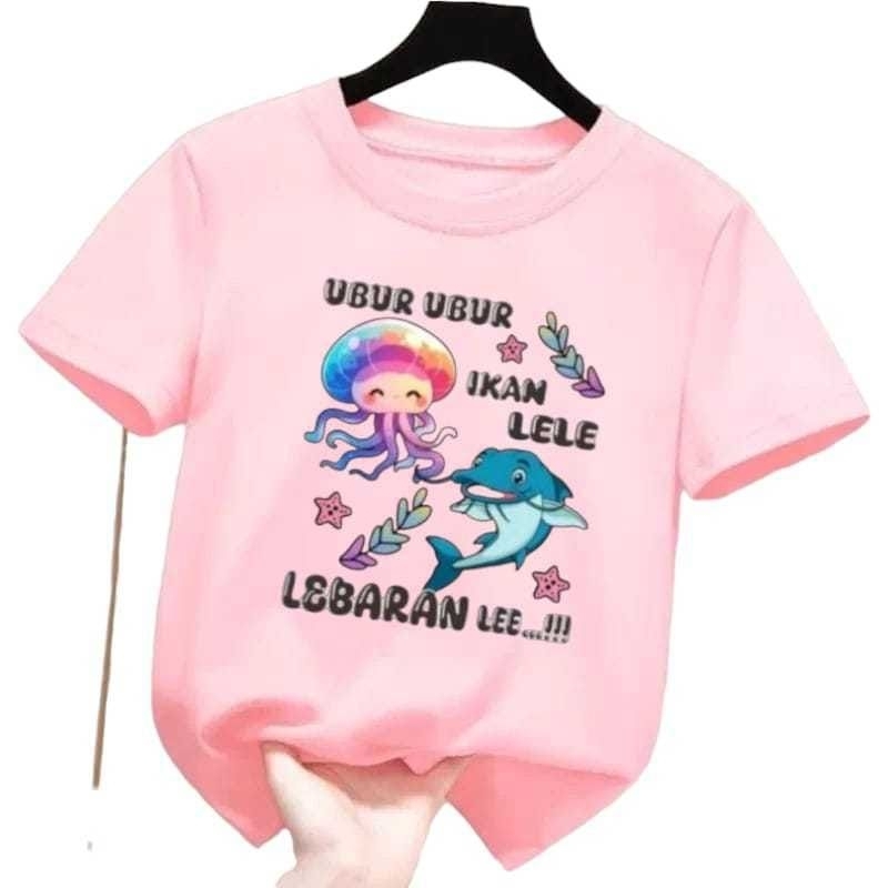 Jual baju kaos atasan anak anak unisex laki laki dan perempuan motif ubur ubur ikan lele lebaran ...