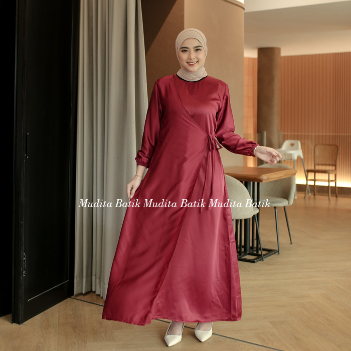 Jual Mudita Batik Gamis Wanita Muslim Lebaran Maxmara Silk Premium ...