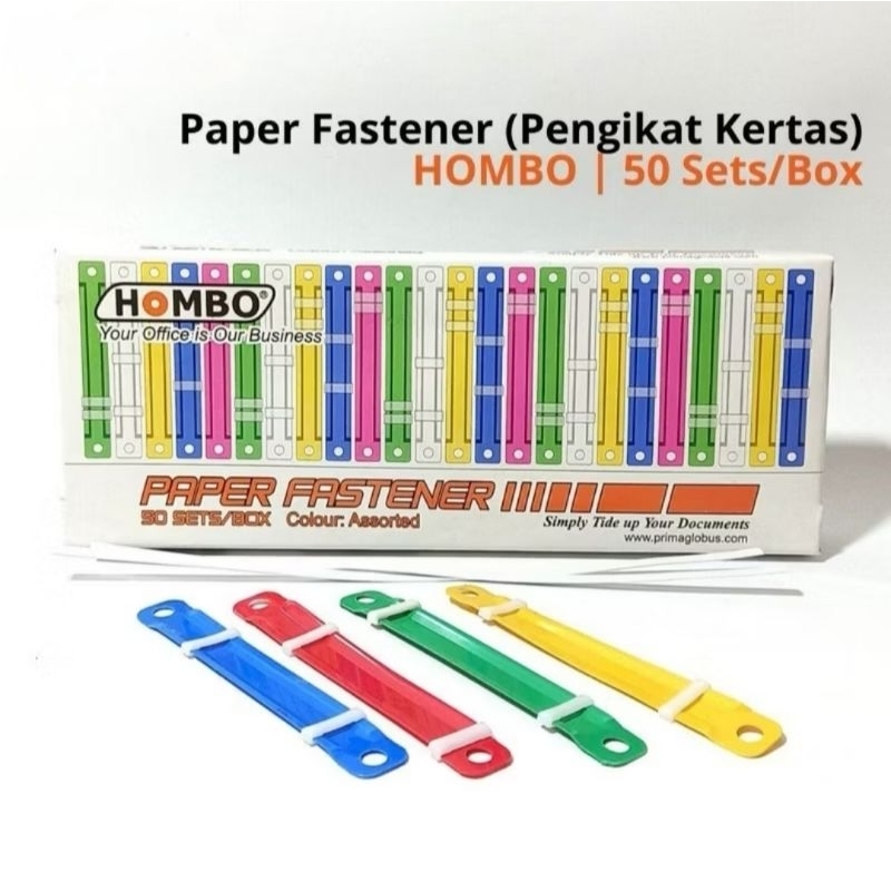 Jual Paper Fastener / Acco / Pengikat kertas Hombo (1 box isi 50 sets ...