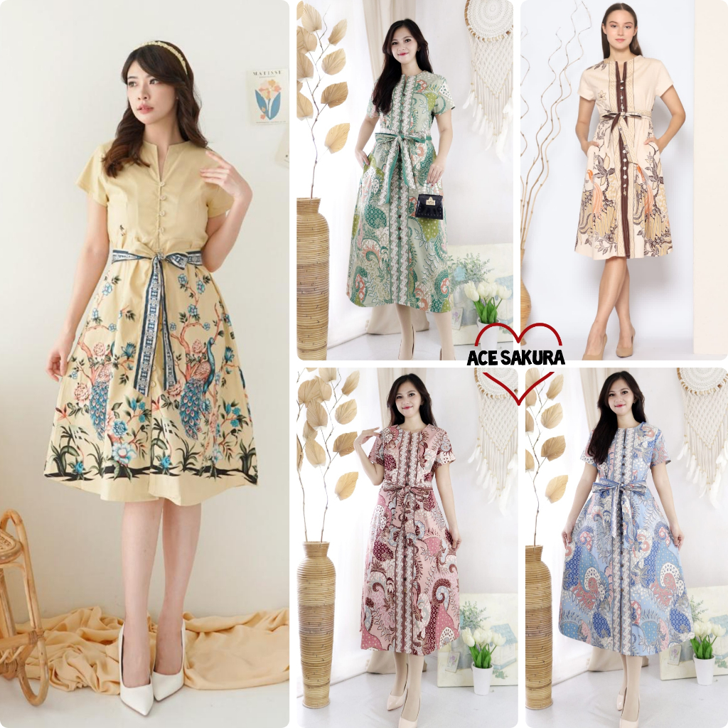 Jual DRESS BATIK MEINI TERUSAN KERJA KANTOR WANITA MODERN 648 151 GAUN ...