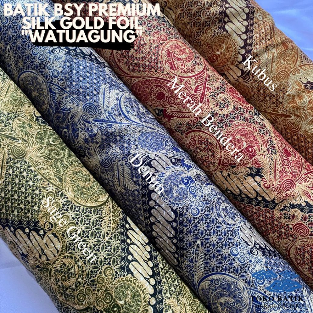 Jual Kain Batik Poly-Cotton BSY GOLD FOIL Premium Silk Motif "WATUAGUNG ...
