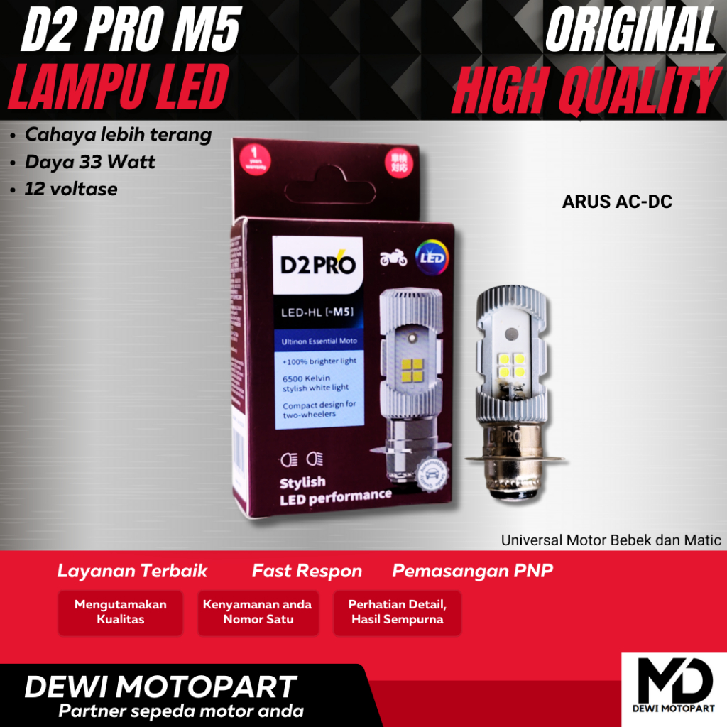 Jual LAMPU DEPAN MOTOR LED D2 PRO T19 ARUS DC LAMPU DEPAN MOTOR LED PUTIH UNIVERSAL SEMUA MOTOR ...
