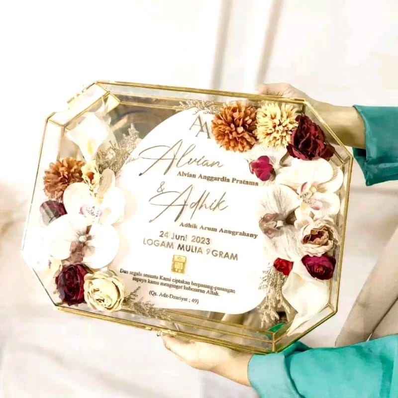 Jual frame mahar oftagon/box mahar pernikahan/box seserahan terarium ...