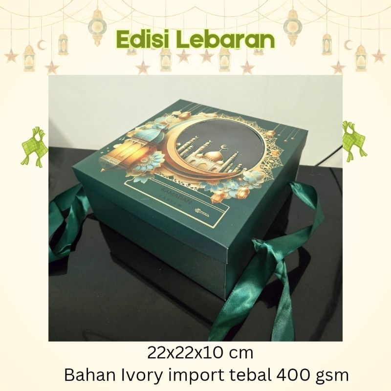 Jual 12 BIJI BOX KOTAK LEBARAN TEBAL 22X22X10 BOX KUE HAMPERS PARCEL 22 ...