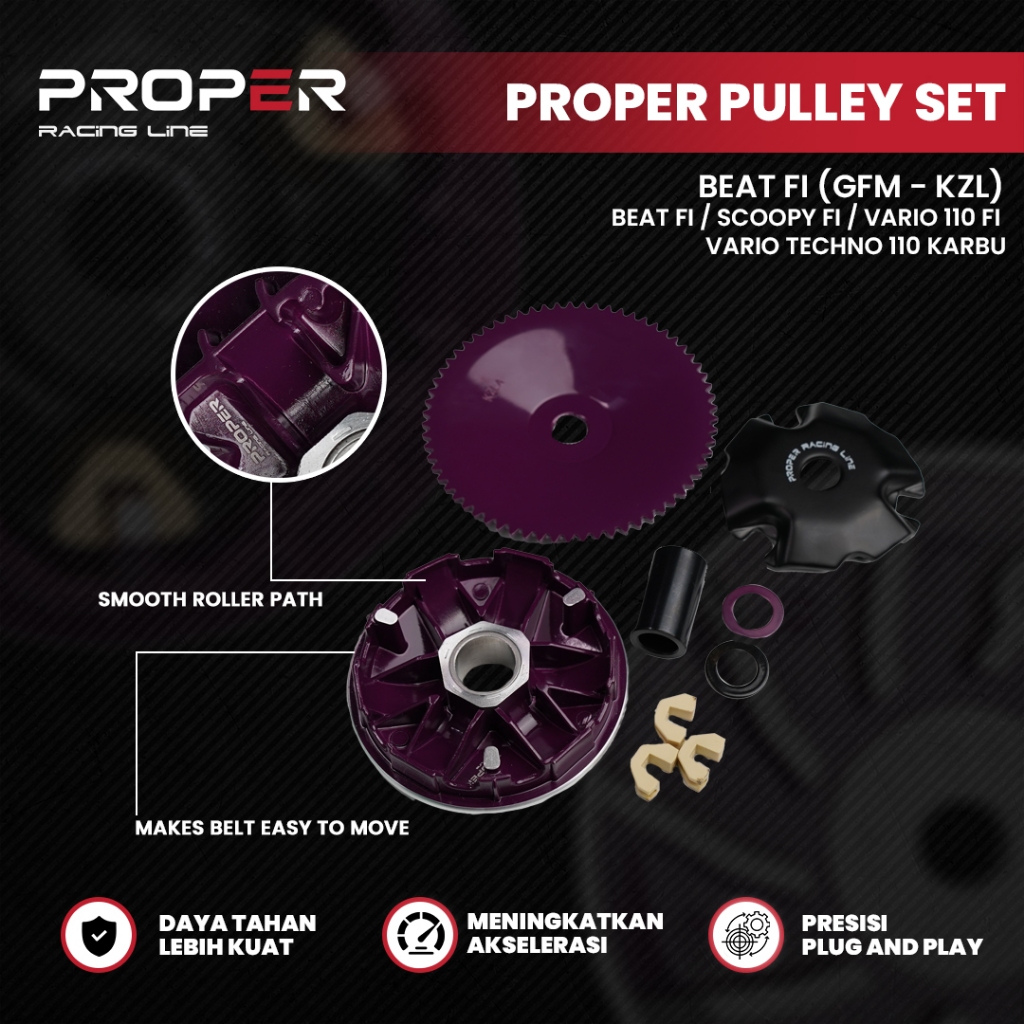 Jual PROPER RACING LINE PULLEY SET BEAT FI SCOOPY FI VARIO 110 FI ...
