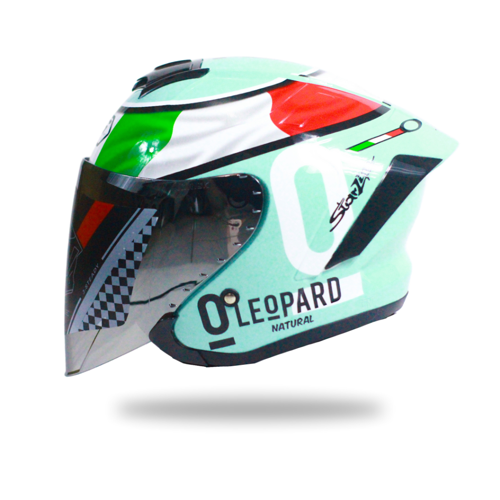 Jual HELM JS ARMOR HALF FACE WARNA SOLID MOTIF LEOPARD KACA SILVER ...