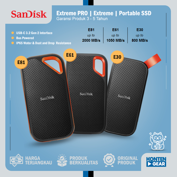 Jual SanDisk 2TB 1TB 500GB 480GB SSD Portable - Extreme - Extreme PRO E30 E61 E81 Series ...