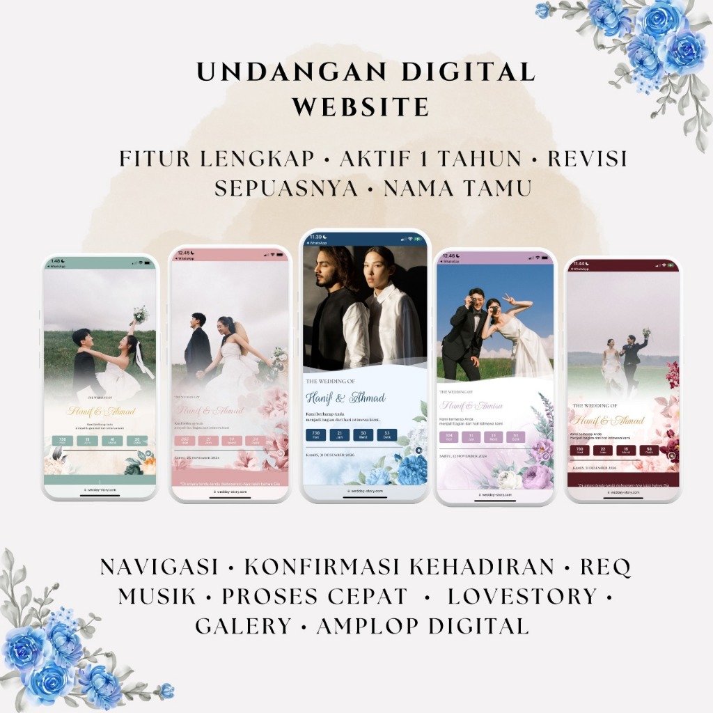Jual [TEMA FLOWER] Undangan Digital Website Pernikahan Custom Premium ...