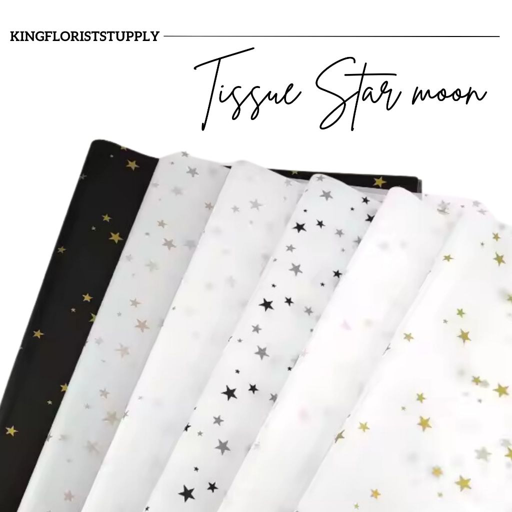 Jual Kertas Tissue Motif Bulan Bintang tissue paper cover bouqet ...