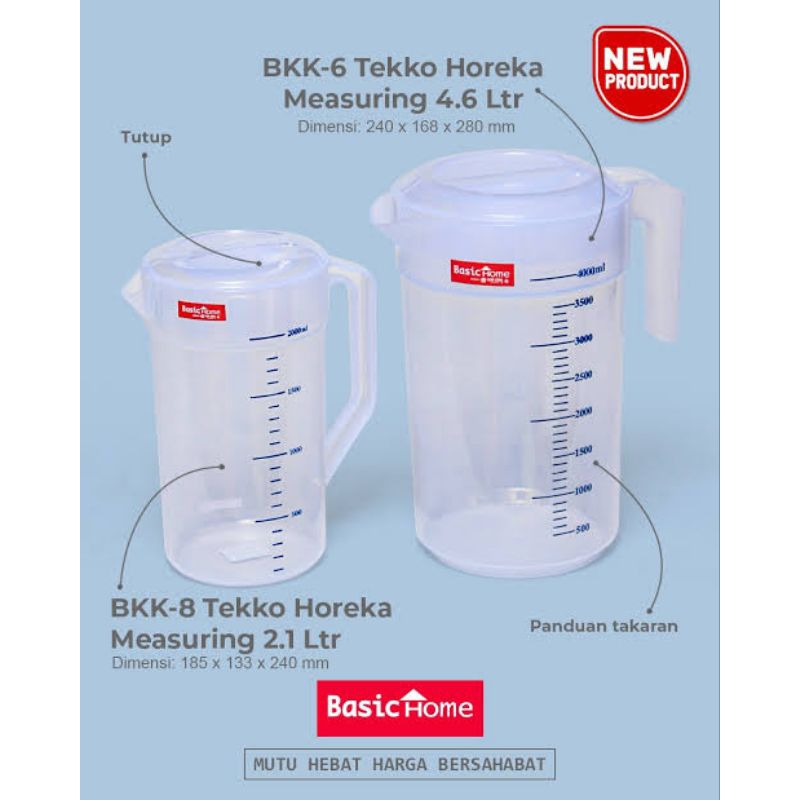 Jual Basic Home BKK-8 Tekko Horeka Measuring 2.1 Ltr Teko Air Plastik Bening Tebal | Shopee ...