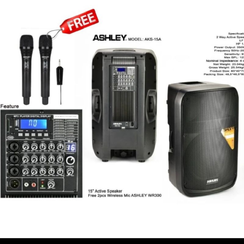 Jual Speaker aktif Ashley Aks 15A original 15inch AKS 15 A | Shopee Indonesia
