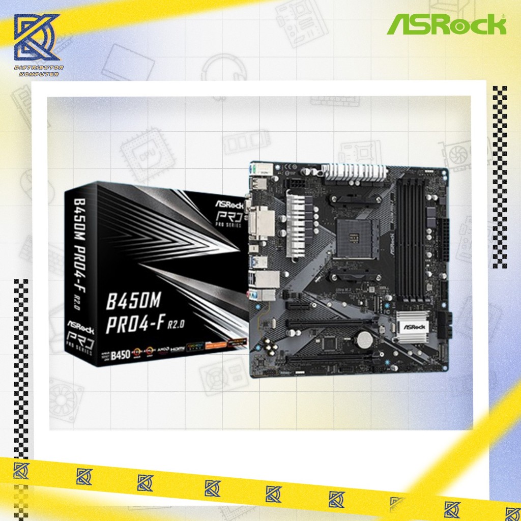 Jual ASROCK Motherboard B450M PRO4-F R2.0 (AMD, AM4, DDR4, Micro-ATX ...