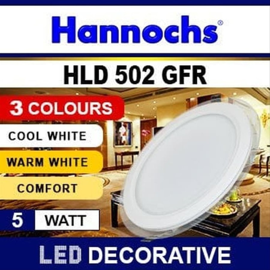 Jual DOWNLIGHT LED HLD 502 GFR 5W TRICOLOR HANNOCHS | Shopee Indonesia