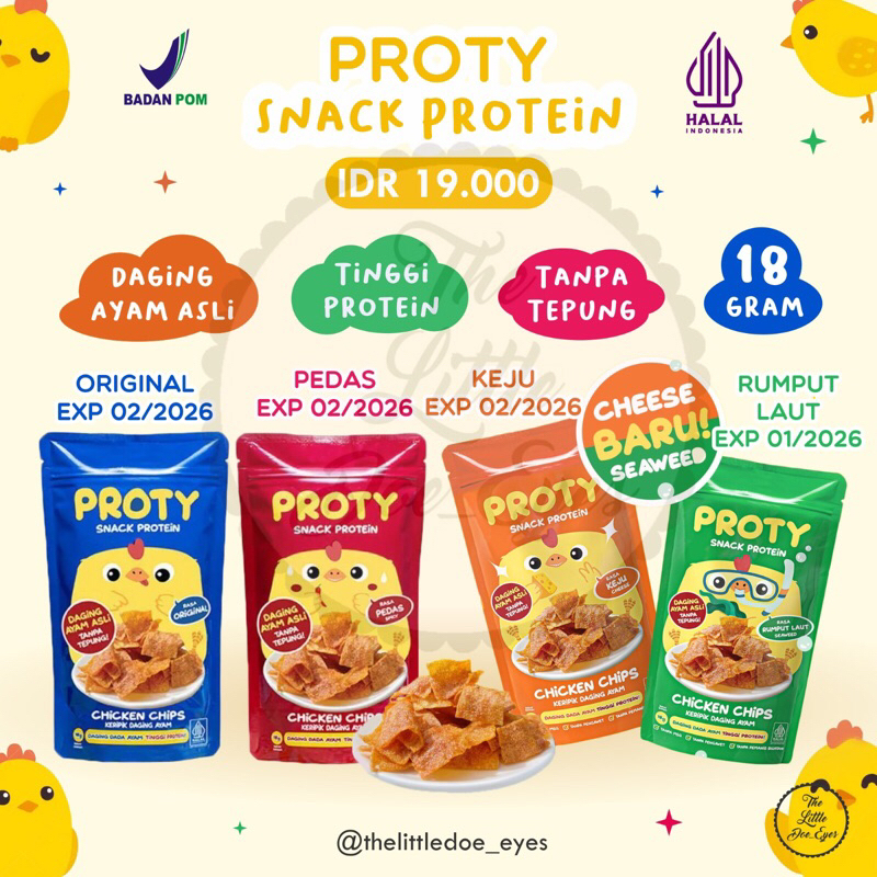 Jual Proty Snack Protein Kripik Daging Ayam Asli - 18gr | Shopee Indonesia