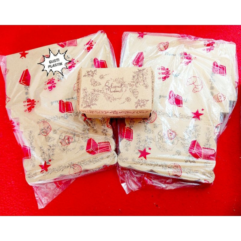 Jual KOTAK ARK KRAFT MOTIF BUNGA/KOTAK SNACK BOX R3 COKLAT (100 pcs ...