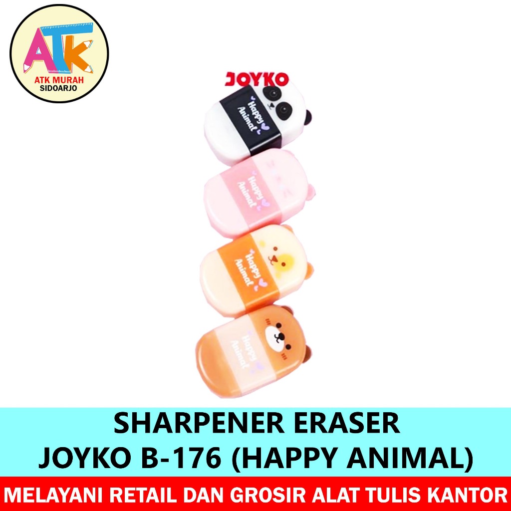 Jual RAUTAN PENGHAPUS - SHARPENER ERASER JOYKO B-176 (HAPPY ANIMAL) | Shopee Indonesia