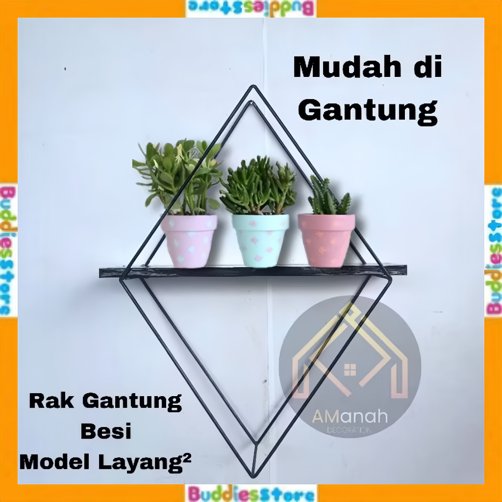 Jual RAK DINDING BESI MINIMALIS MODEL SEGI EMPAT - RAK GANTUNG DINDING ...