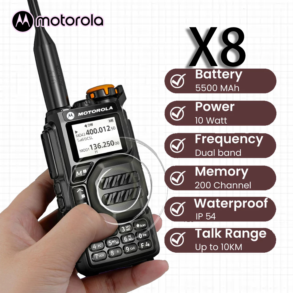 Jual K-Headset Motorola Walkie Talkie® X8 NOAA Weather Channel frequency copy Jarak jauh Handy ...