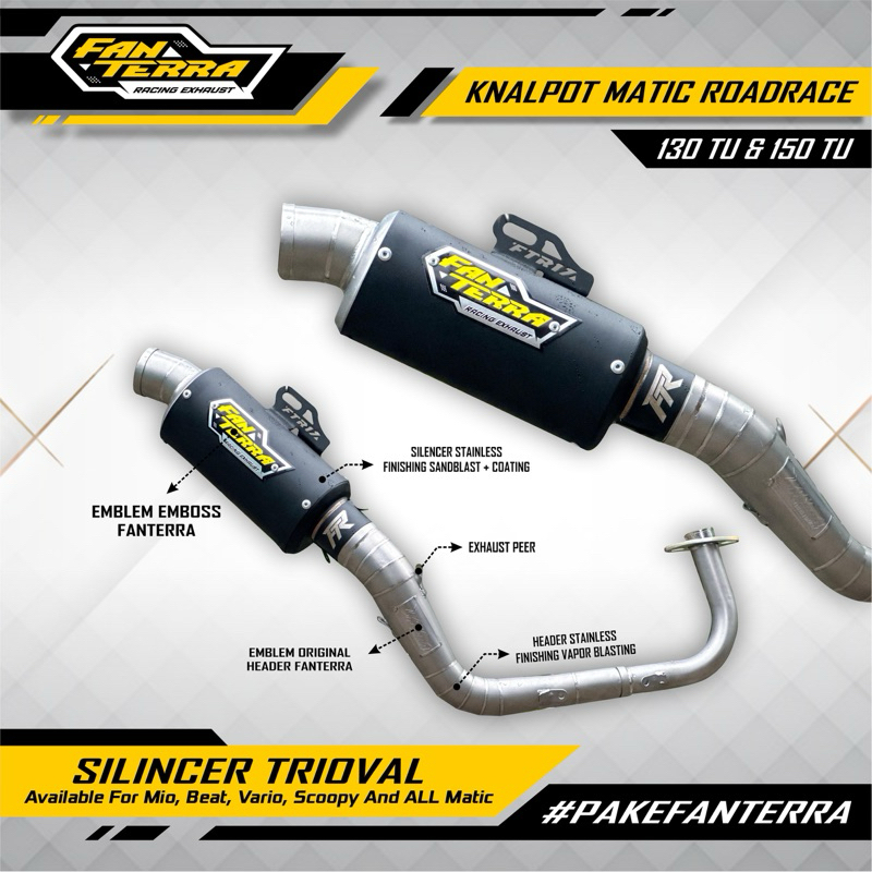 Jual KNALPOT MATIC ROADRACE MODEL TRIOVAL BLACK SERIES • BEAT, MIO ...