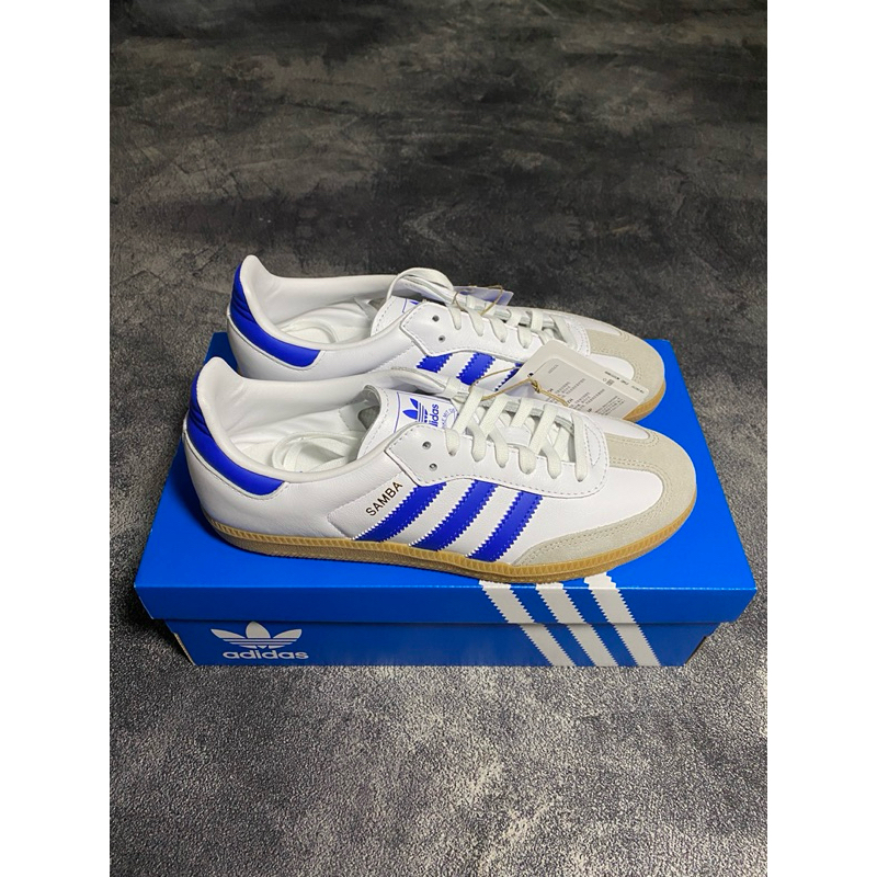 Jual Sepatu Sneakers Unisex Adidas Samba OG J White Blue Original Resmi ...