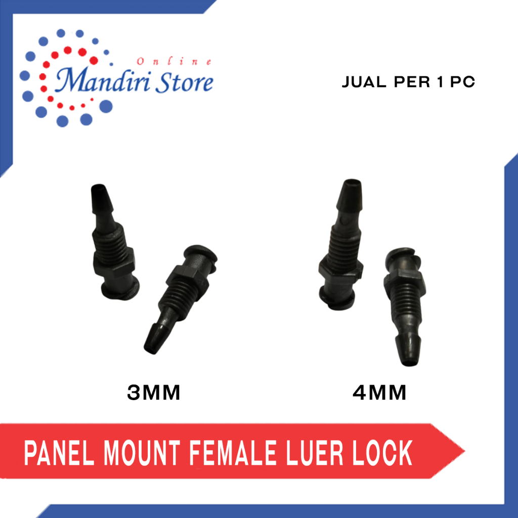 Jual Pipe Connector Panel Mount Female Luer Lock 3 MM/4 MM | Shopee ...