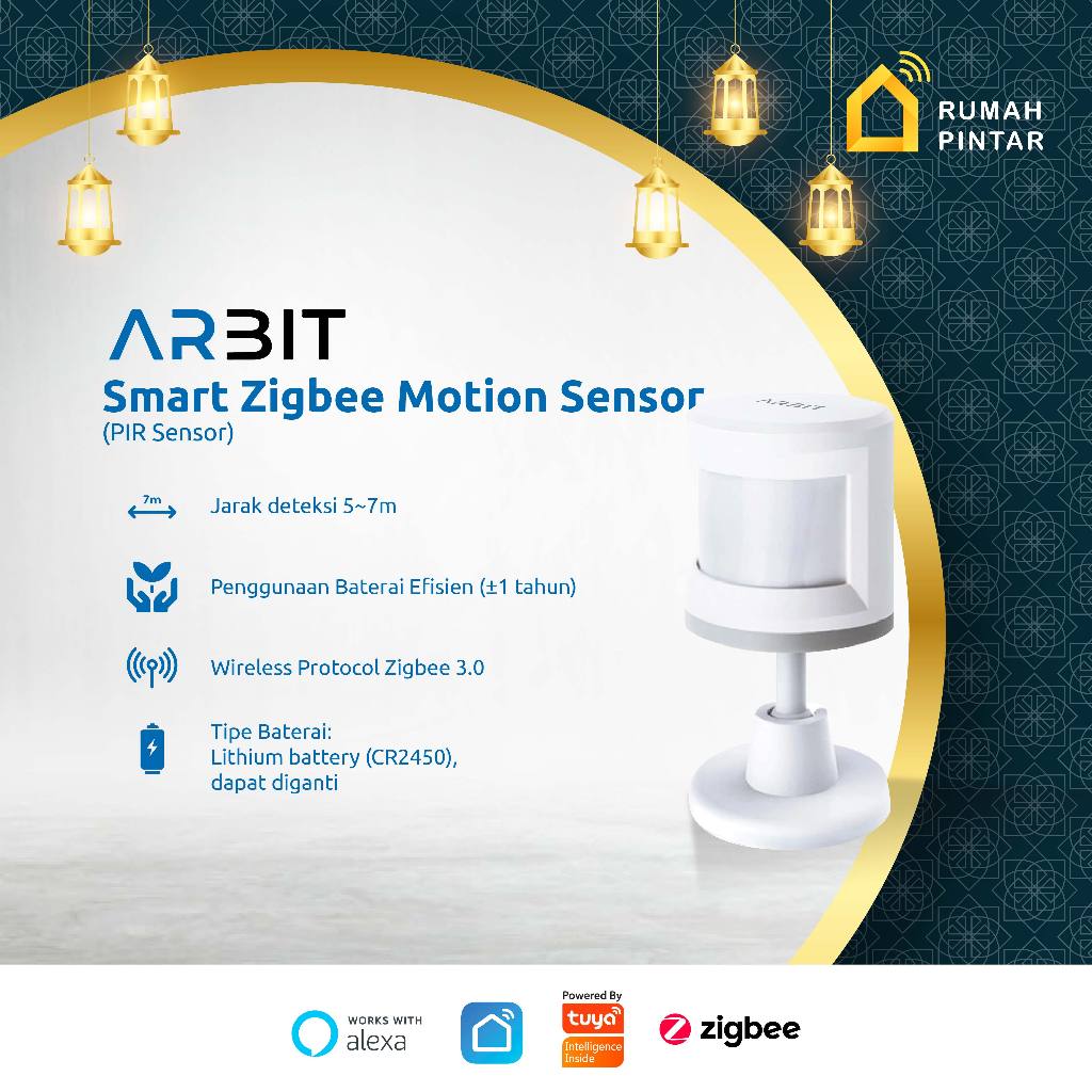 Jual ARBIT Zigbee PIR Motion Sensor Security Deteksi Gerak Pintar Smart ...