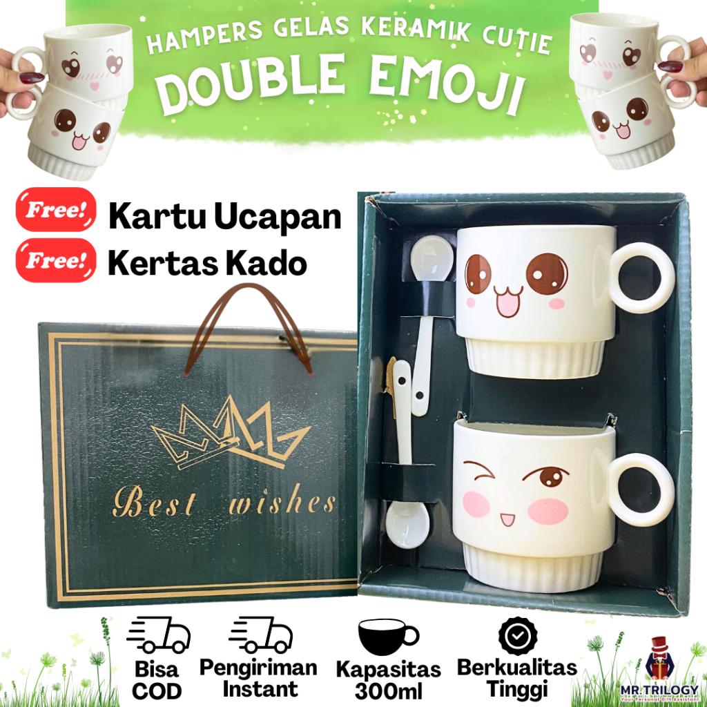 Jual Hampers Gelas Kado Ulang Tahun DOUBLE EMOJI 300ML Box Eksklusif ...