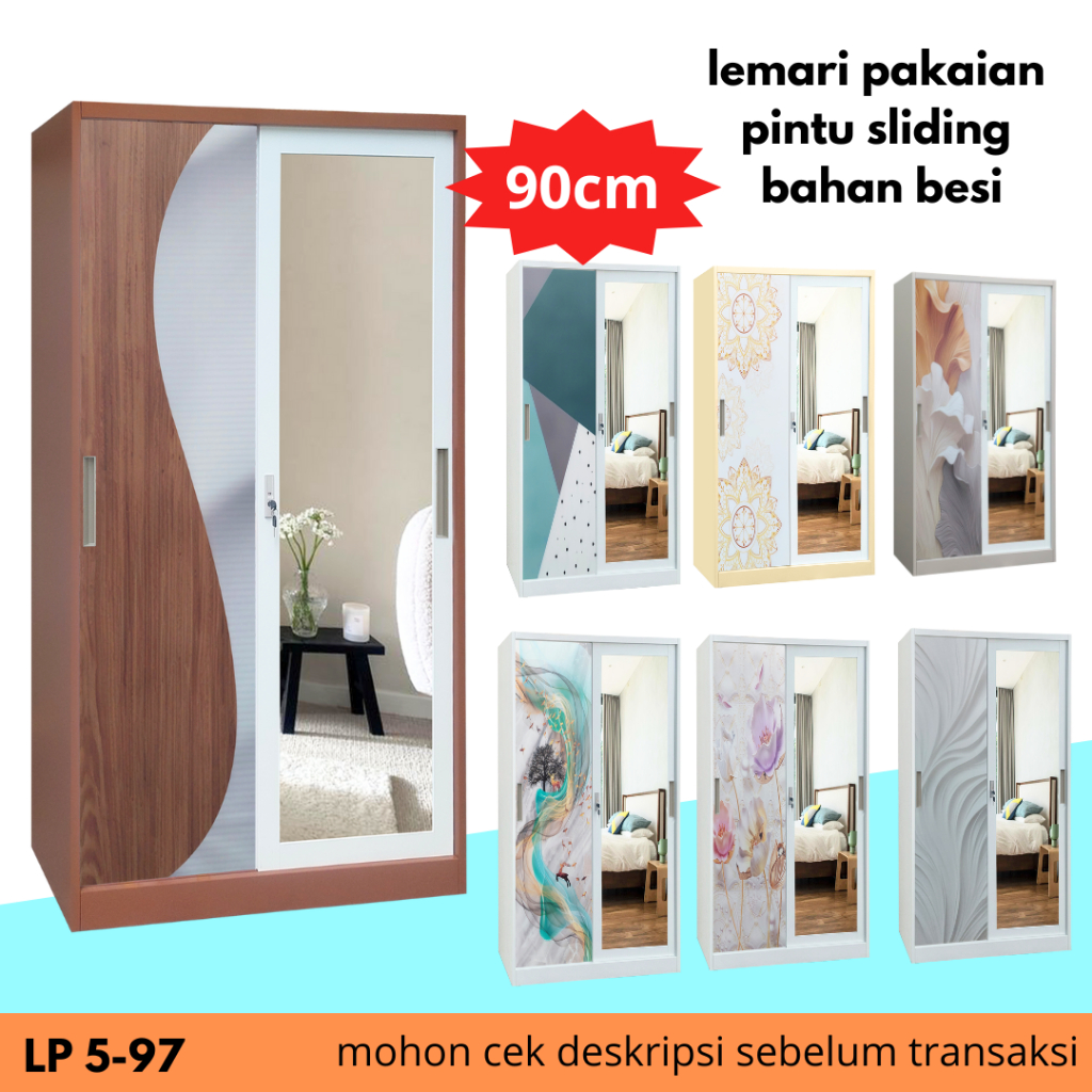 Jual Almari pakaian sliding besi 90cm murah LP 5-97 | Shopee Indonesia