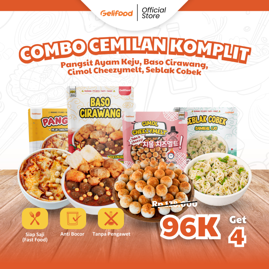 Jual Gelifood - 4pcs Combo Cemilan Komplit Kuah Berapi (Pangsit Ayam ...