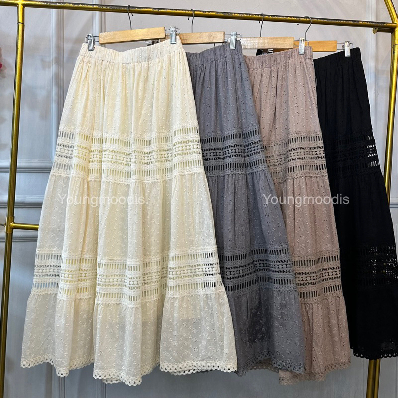 Jual youngmoodis maxi skirt rok panjang katun bordir katbol lace ...
