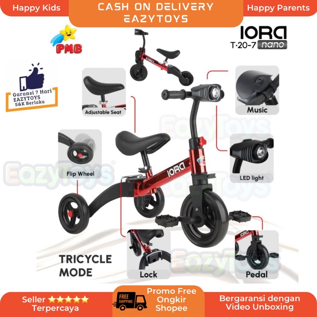 Jual Sepeda Anak Roda 3 Tricycle PMB IORA - Balance Bike Push Bike ...