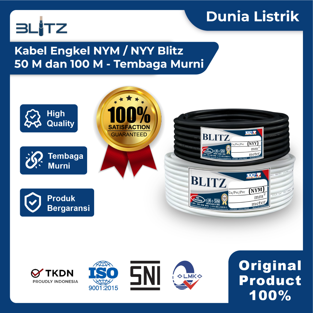 Jual Kabel Engkel NYM / NYY 1,5 mm 2,5 mm Tembaga Murni 50 meter dan ...